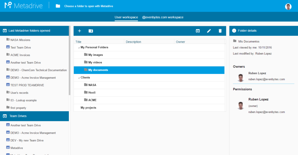 Quick look to the interface - Metadrive